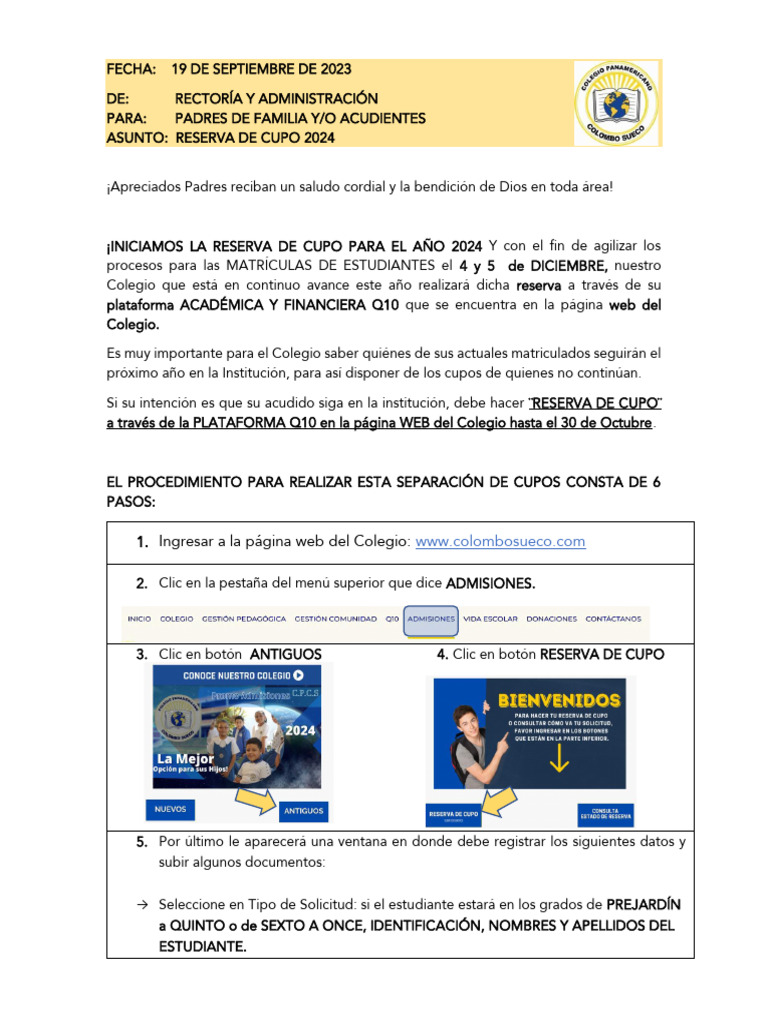 CIRCULAR RESERVA CUPO PARA 2024 (5) (Reparado) | PDF
