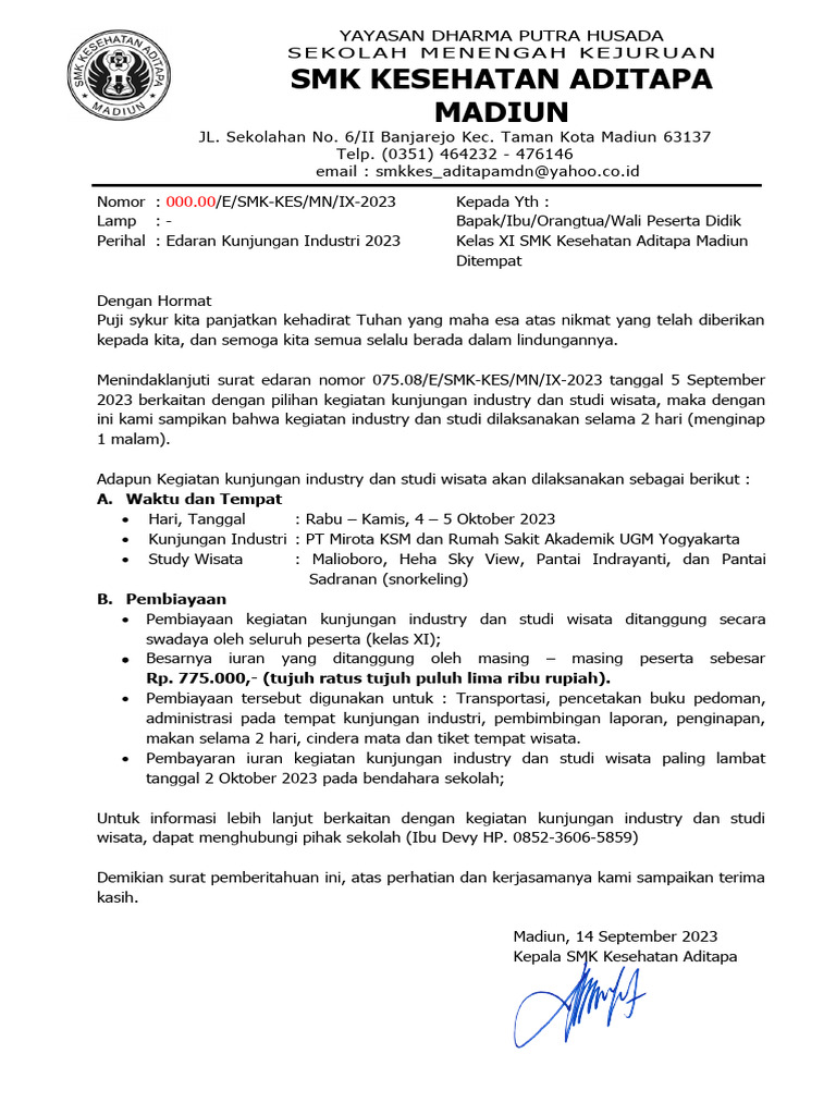 Surat Edaran Kunjungan Industri 2023 FIX | PDF