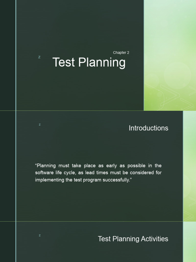 Chapter 2 - Test Planning | PDF | Software Testing | Computer Program Chapter 2 - Test Planning | PDF | Software Testing | Computer Program