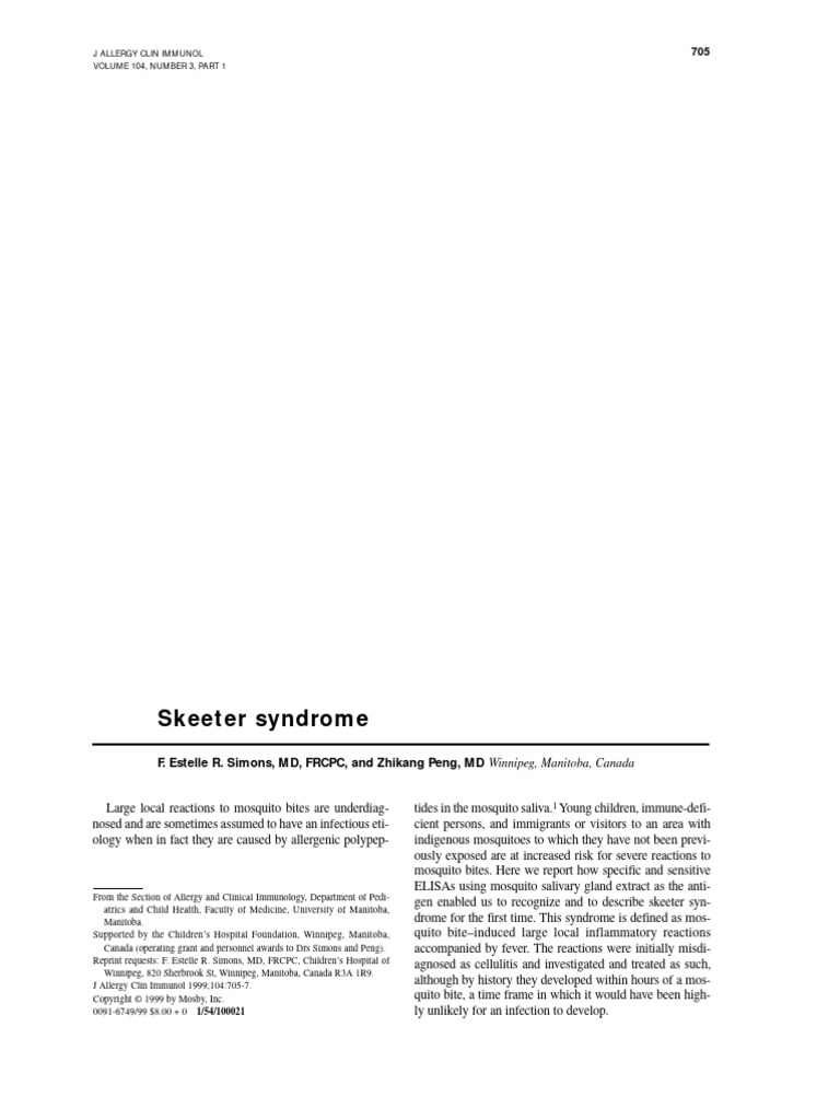 Skeeter Syndrome | PDF | Allergy | Mosquito