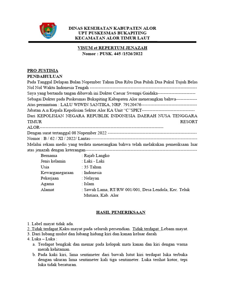 Visum Jenazah | PDF