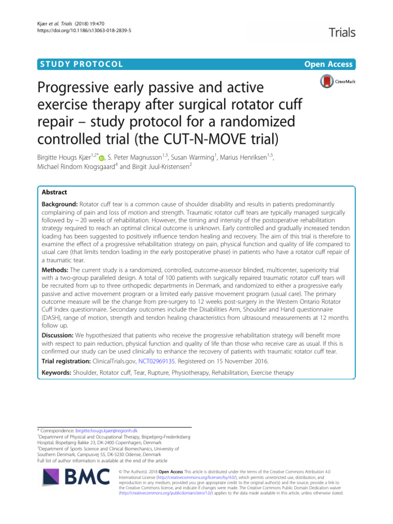 Progressive Early Passive and Active Exercise Therapy After Surgical ...