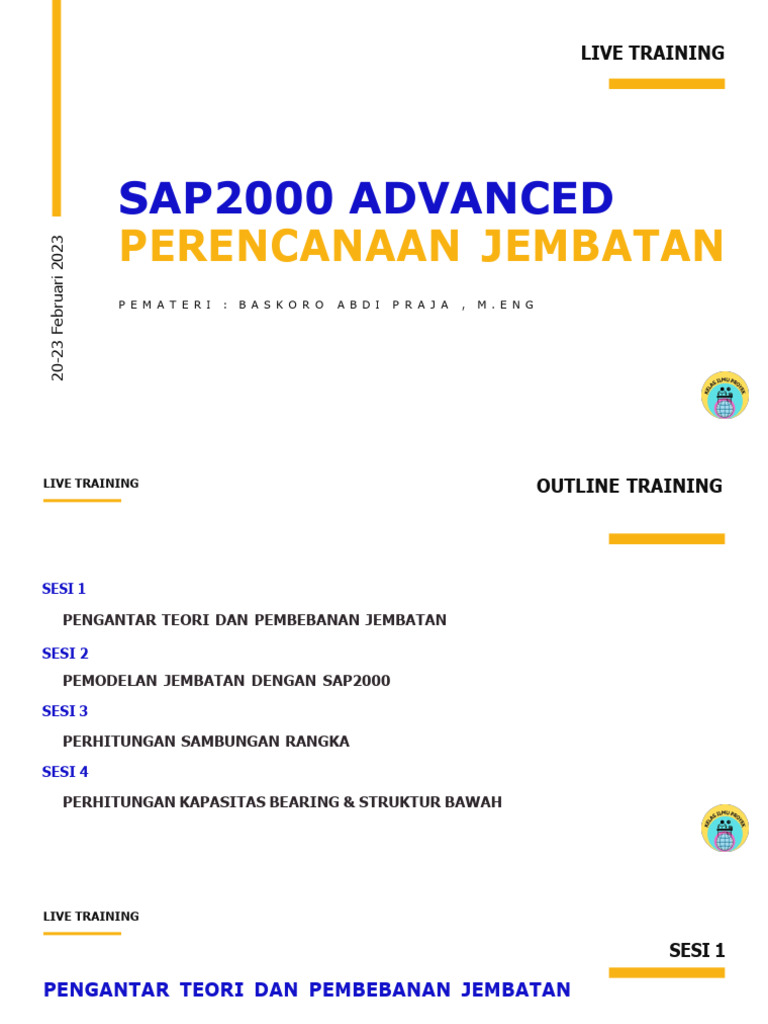 Baja - Perencanaan Jembatan Sap2000 Advanced Kip 20-23 Feb 2023 | PDF