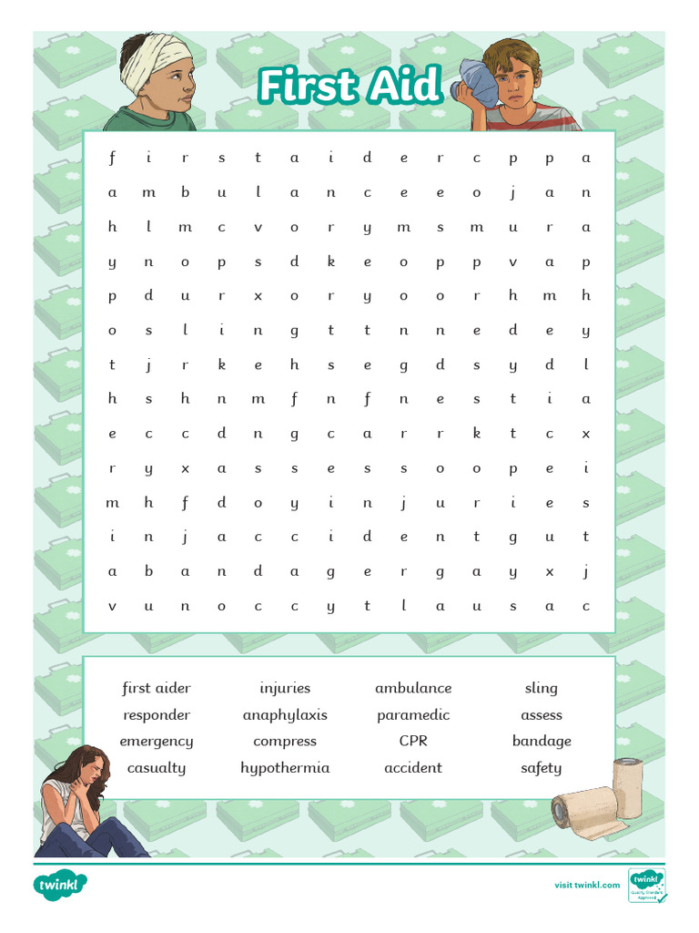 First Aid Word Search | PDF | First Aid | Medical Treatments