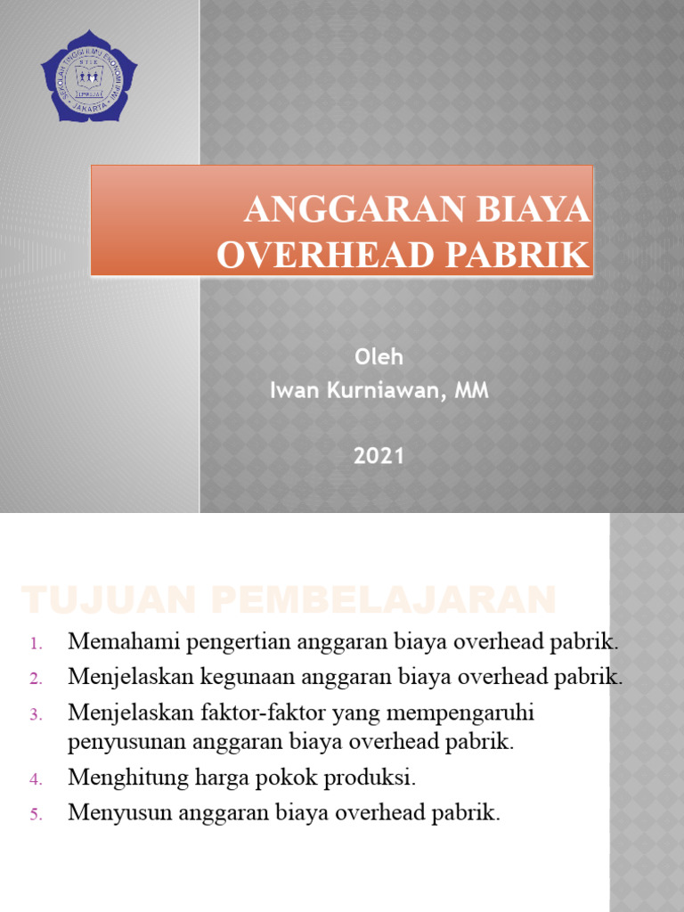 Anggaran Biaya Overhead Pabrik | PDF