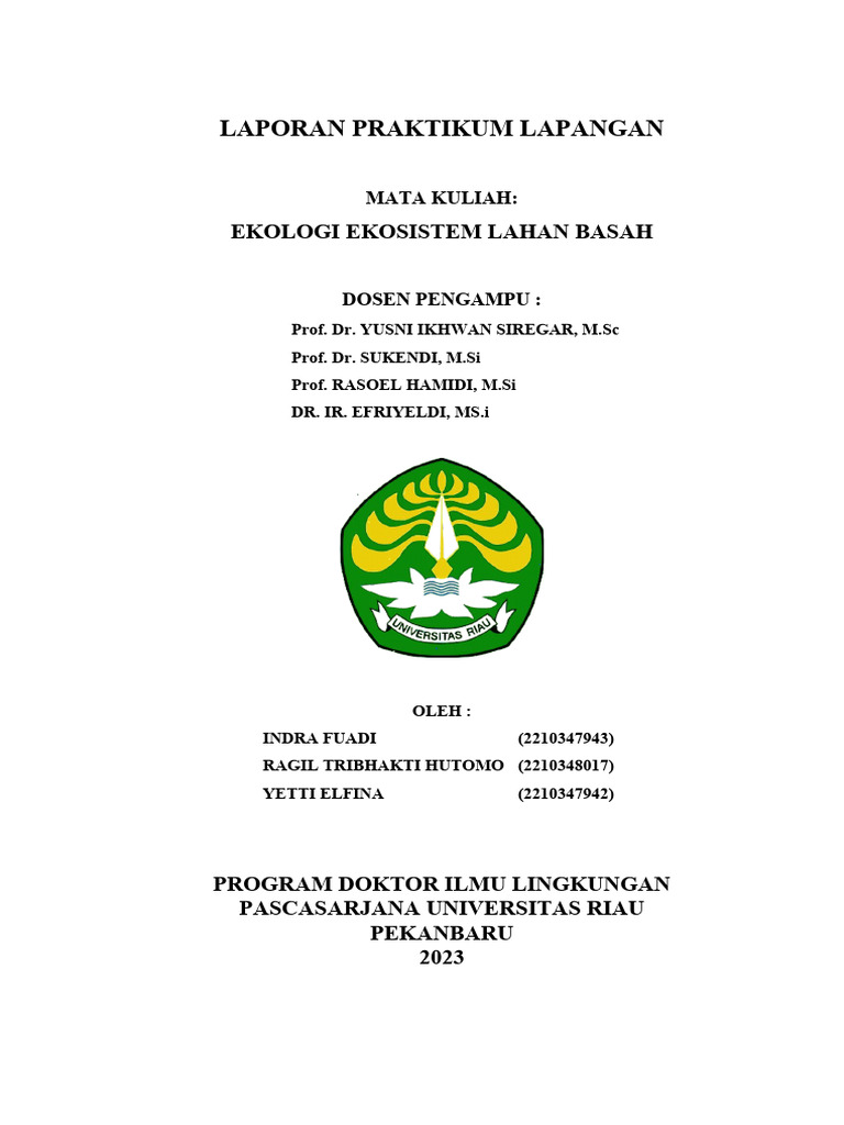 Laporan Praktikum Kelompok 2 (Ekologi Ekosistem Lahan Basah) | PDF