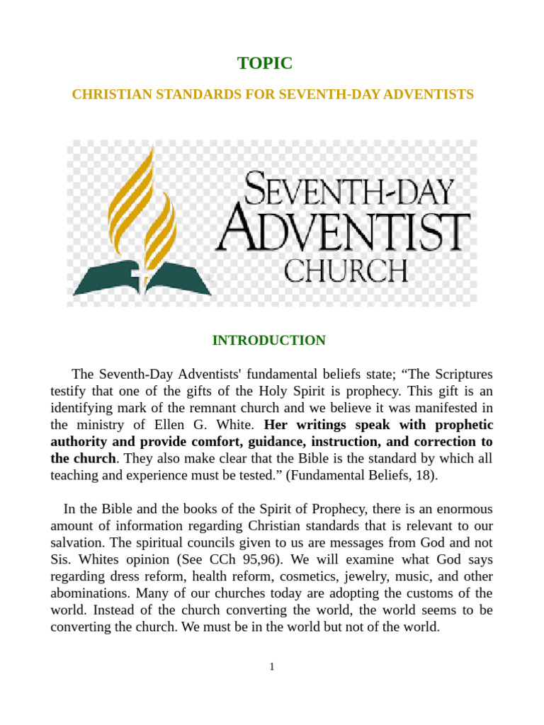 Christian Standards For Seventh-Day Adventist-2 | PDF