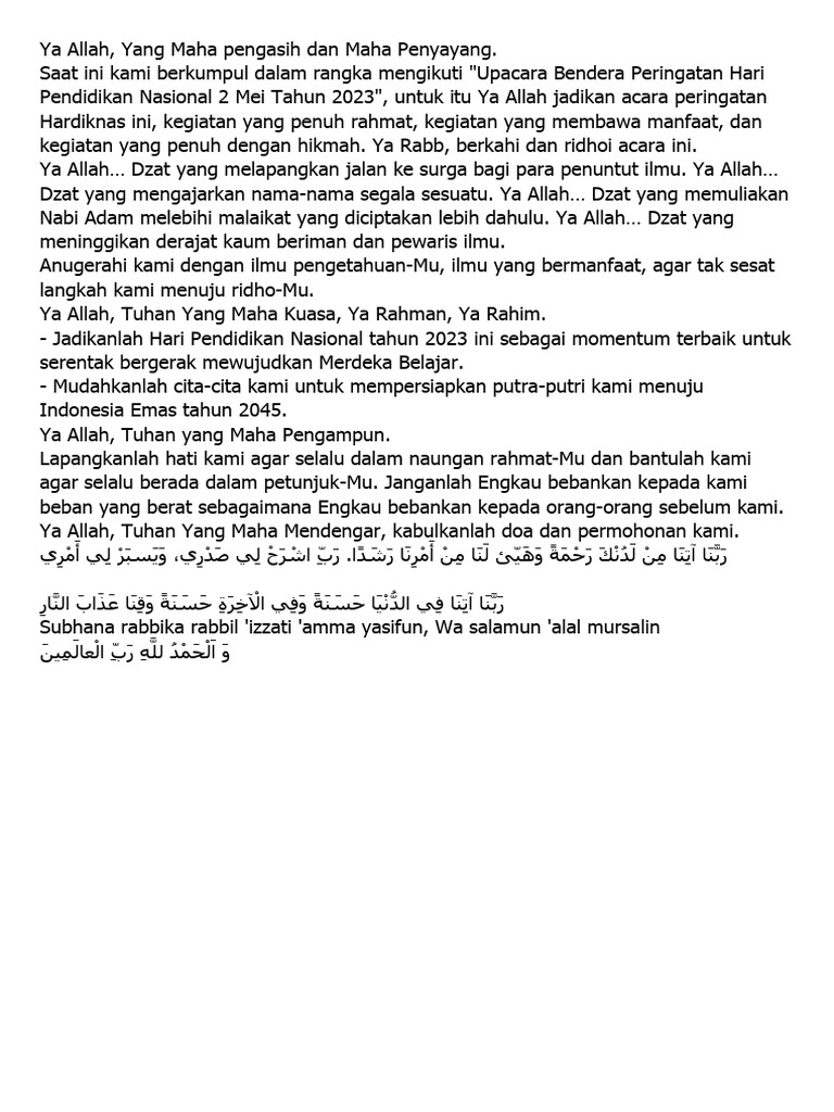 Doa Hardiknas 2023 | PDF