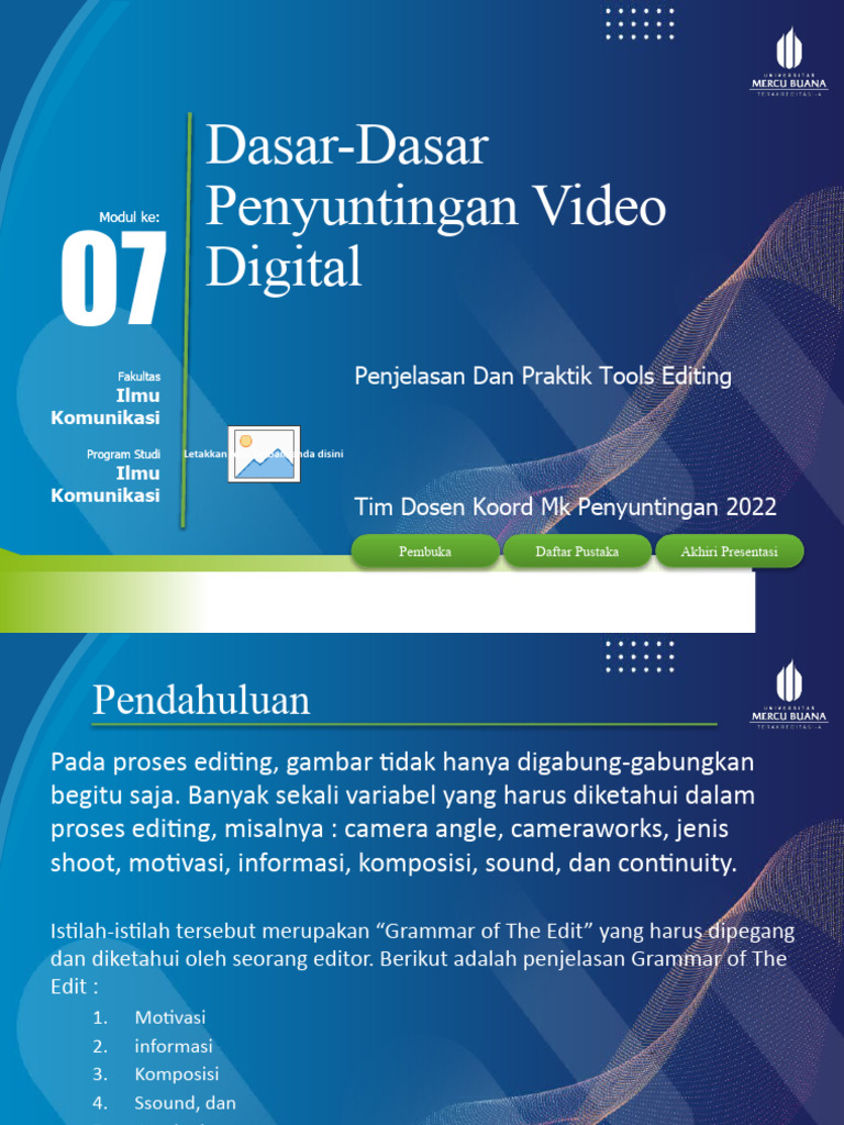 Modul 7 Dasar Dasar Penyuntingan Video Digital Tools | PDF