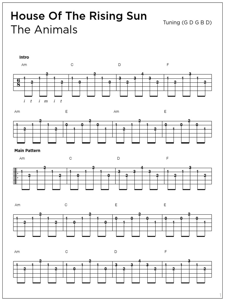 House of The Rising Sun Banjo Tab | PDF