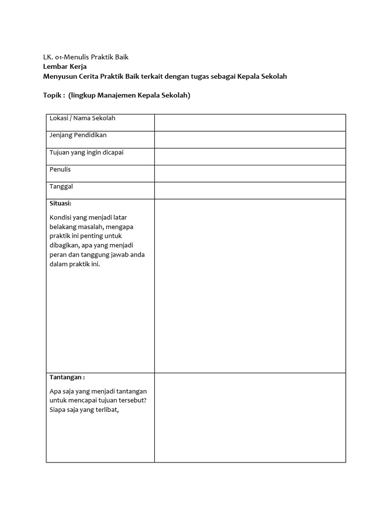 Laporan Praktik Baik Kepala Sekolah | PDF