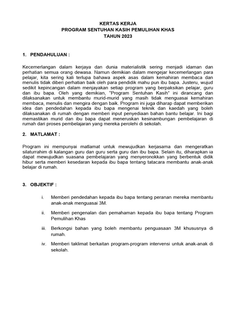 KK Program Sentuhan Kasih | PDF