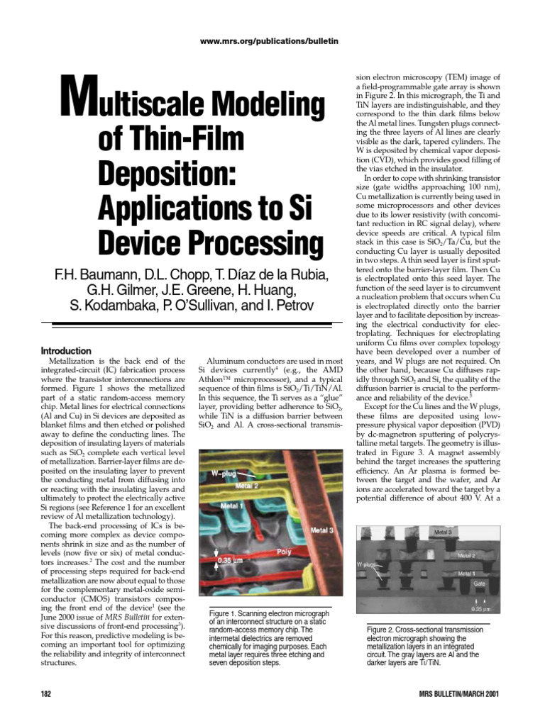 Multiscale Modeling of Thin-Film Deposition: Applications To Si Device ...
