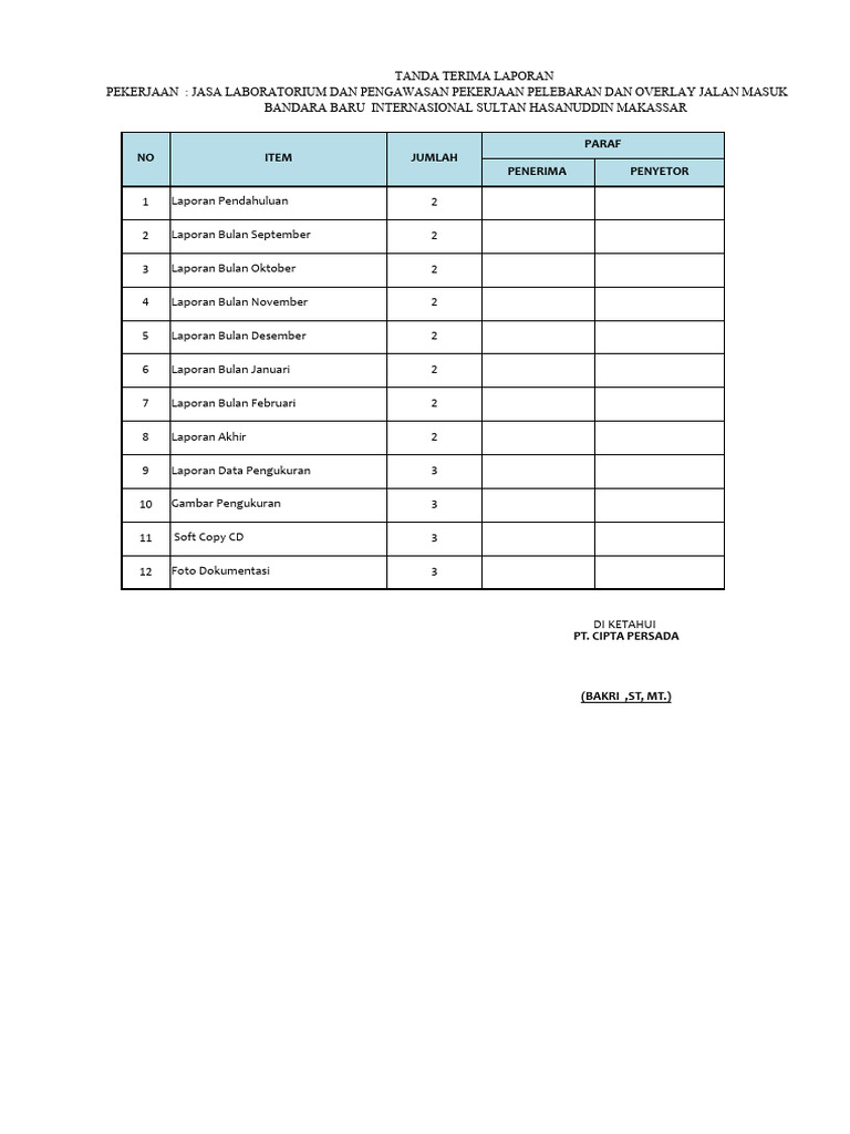 Cek Lis Pekerjaan | PDF