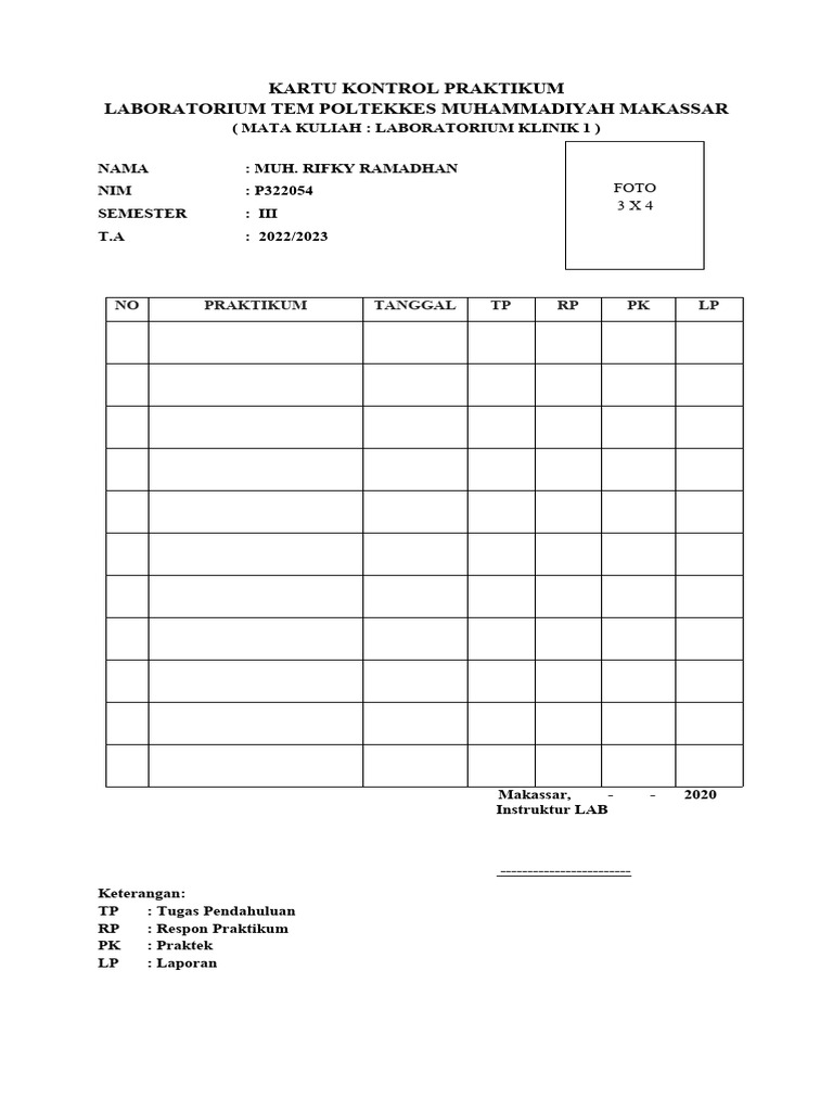 Kartu Kontrol Praktikum | PDF