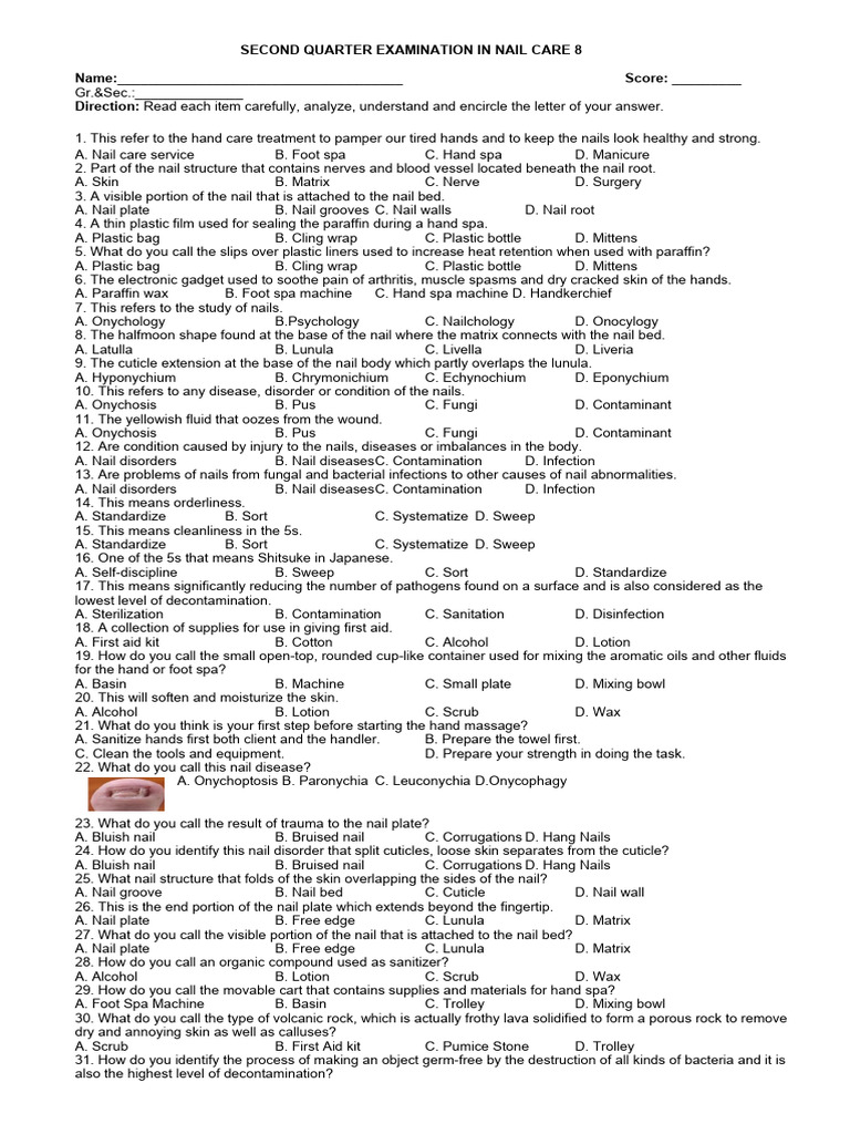 TQ - 2ND Quarter - BEAUTY - CARE | PDF | Nail (Anatomy) | Hand