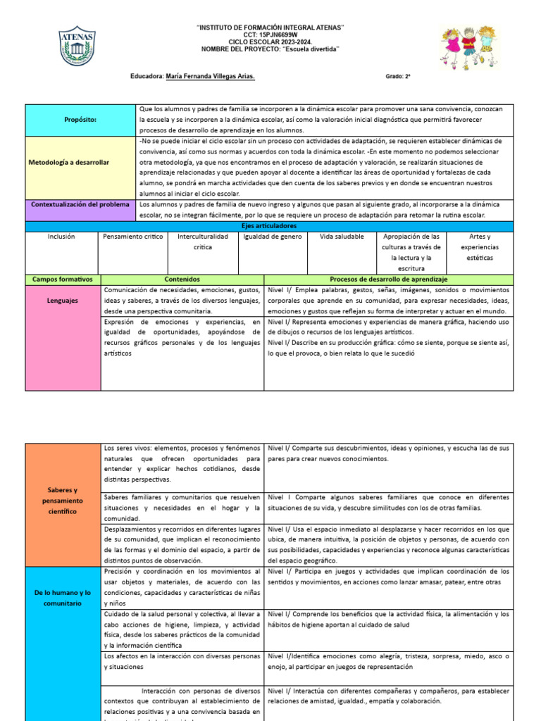 Planeacion De Segundo Grado Por Proyecto Septiembre Pdf Aprendizaje