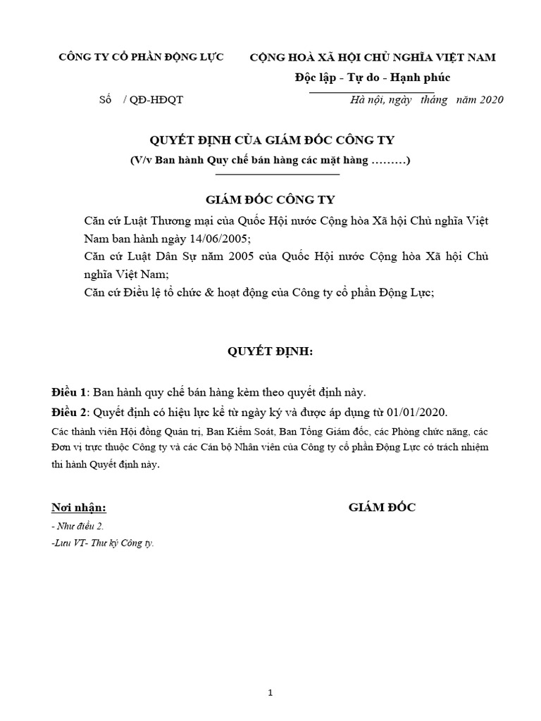 Quy Che Ban Hang | PDF