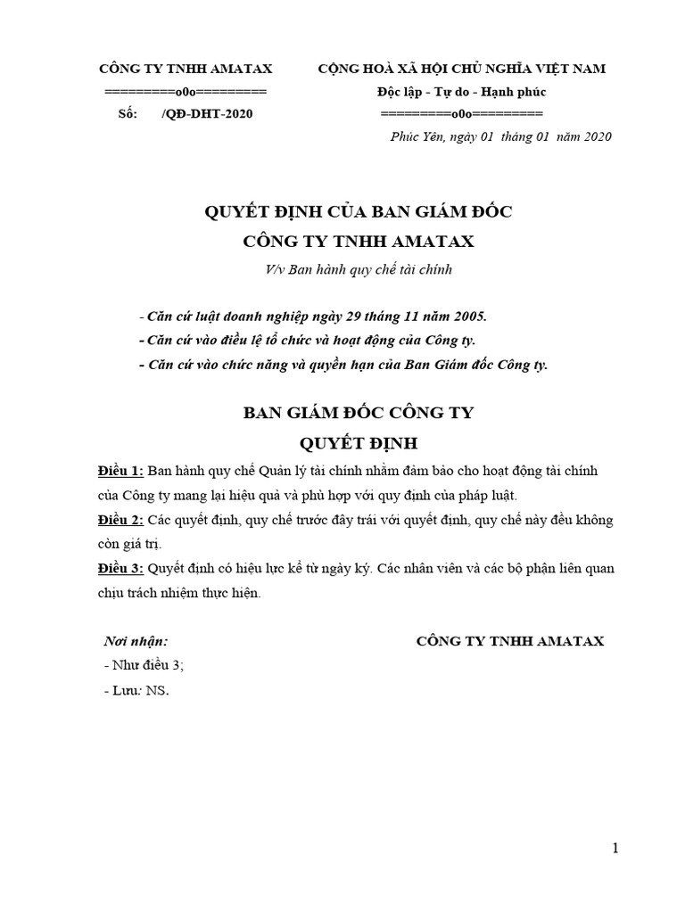 Quy Che Tai Chinh | PDF