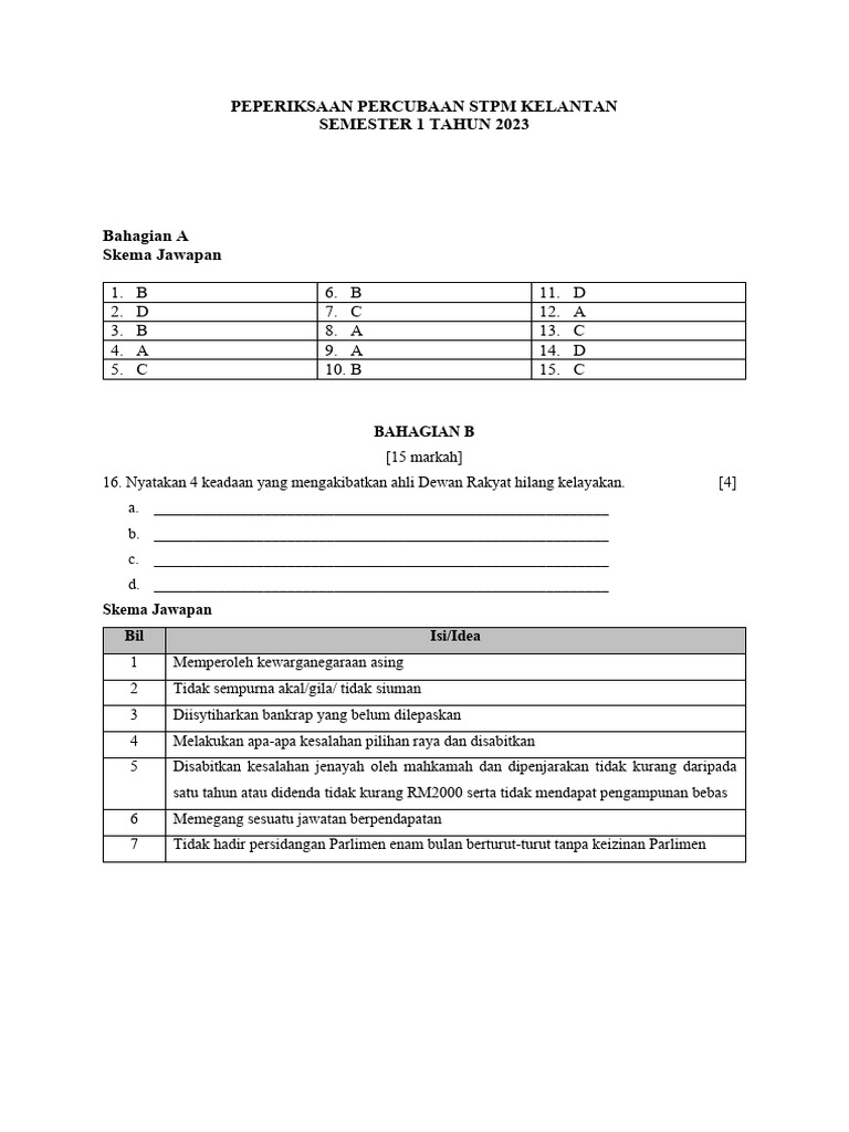 Skema Jawapan P.AM Sem 1 2023 | PDF
