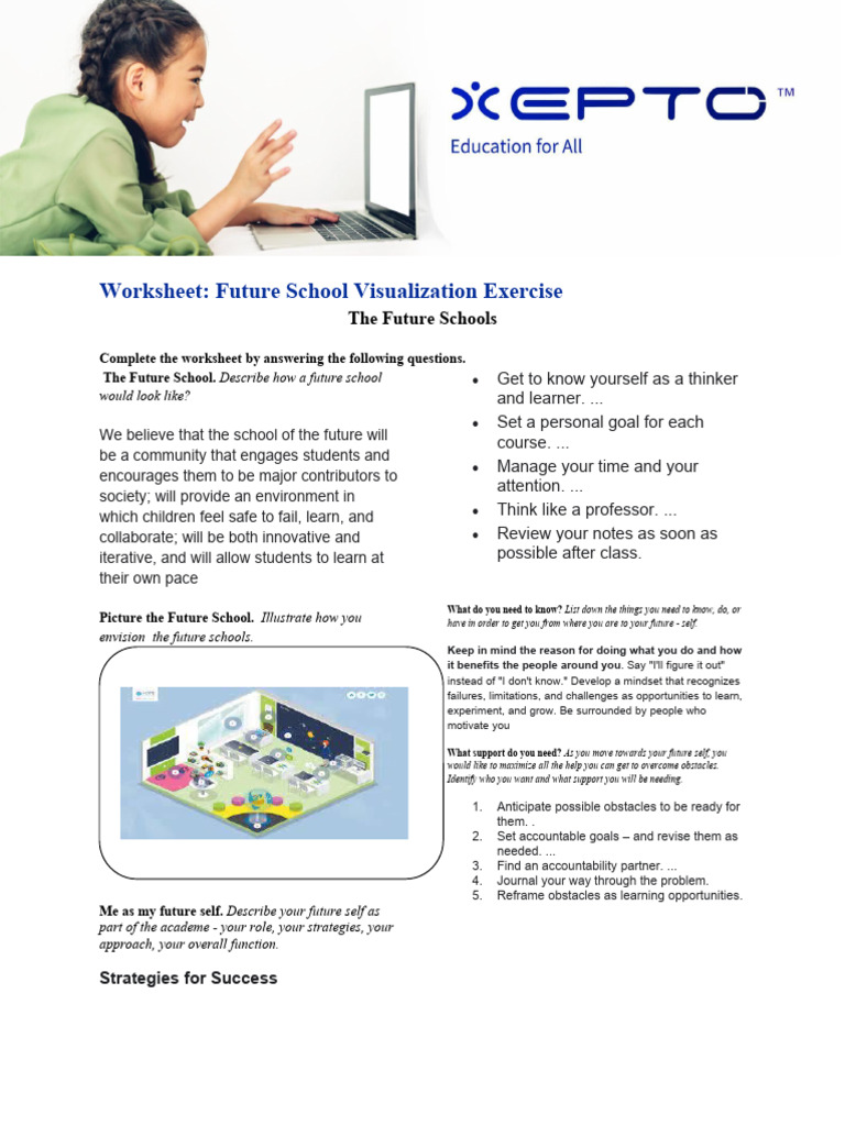Future School Visualization Worksheet | PDF | Mindset | Human Communication