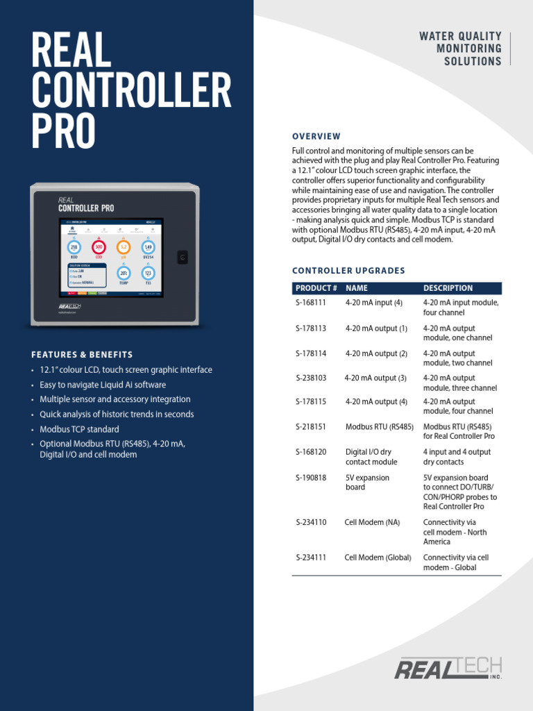 Real Controller Pro Specification Sheet Real | PDF