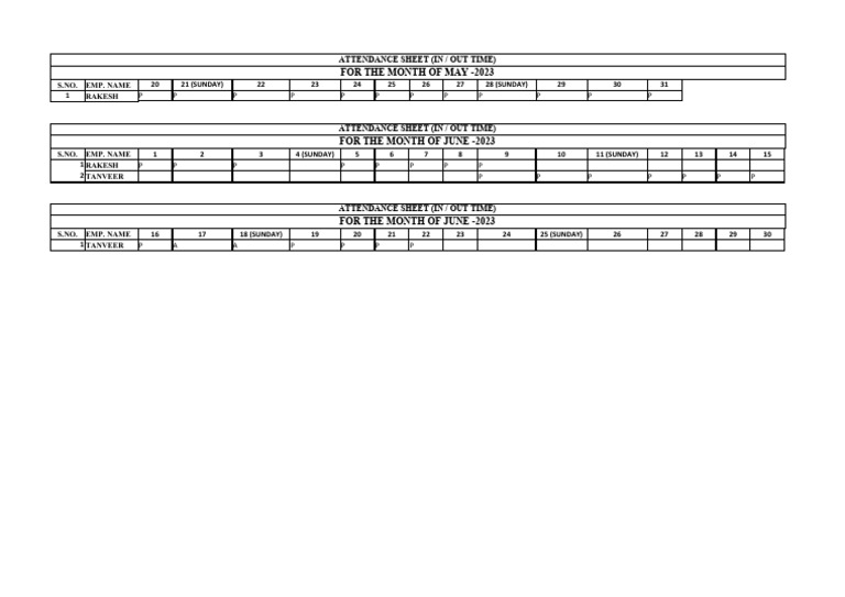 HRDC Attendance Sheet: May & June 2023 | PDF