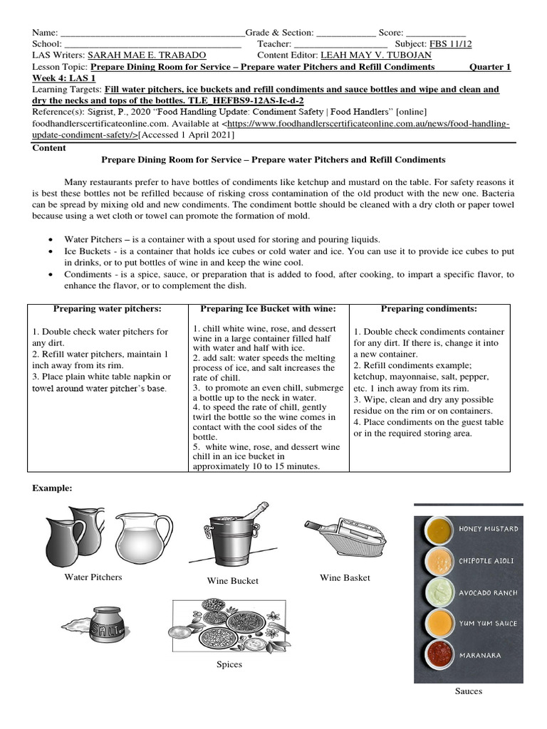 Condiment Preparation Guidelines | PDF | Wine | Bottle