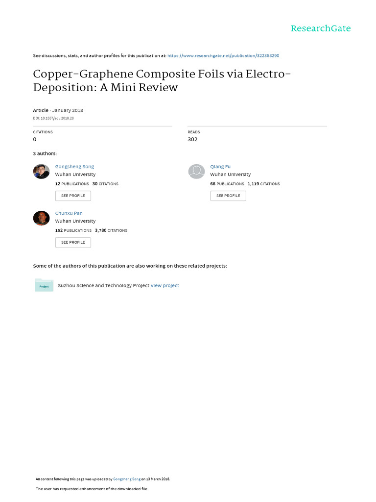 Copper-Graphene Composite Foils Via Electro-Deposition - AMiniReview ... Copper-Graphene Composite Foils Via Electro-Deposition - AMiniReview ...