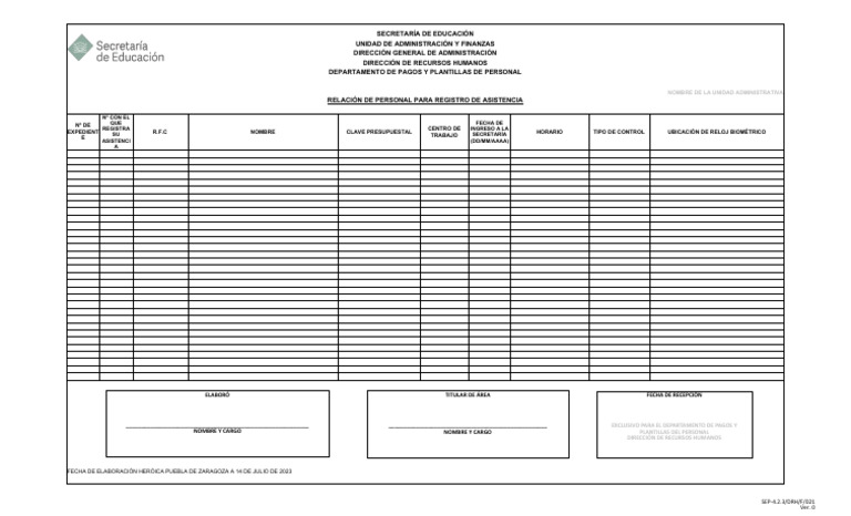 Formato para Plantillas Rh. | PDF