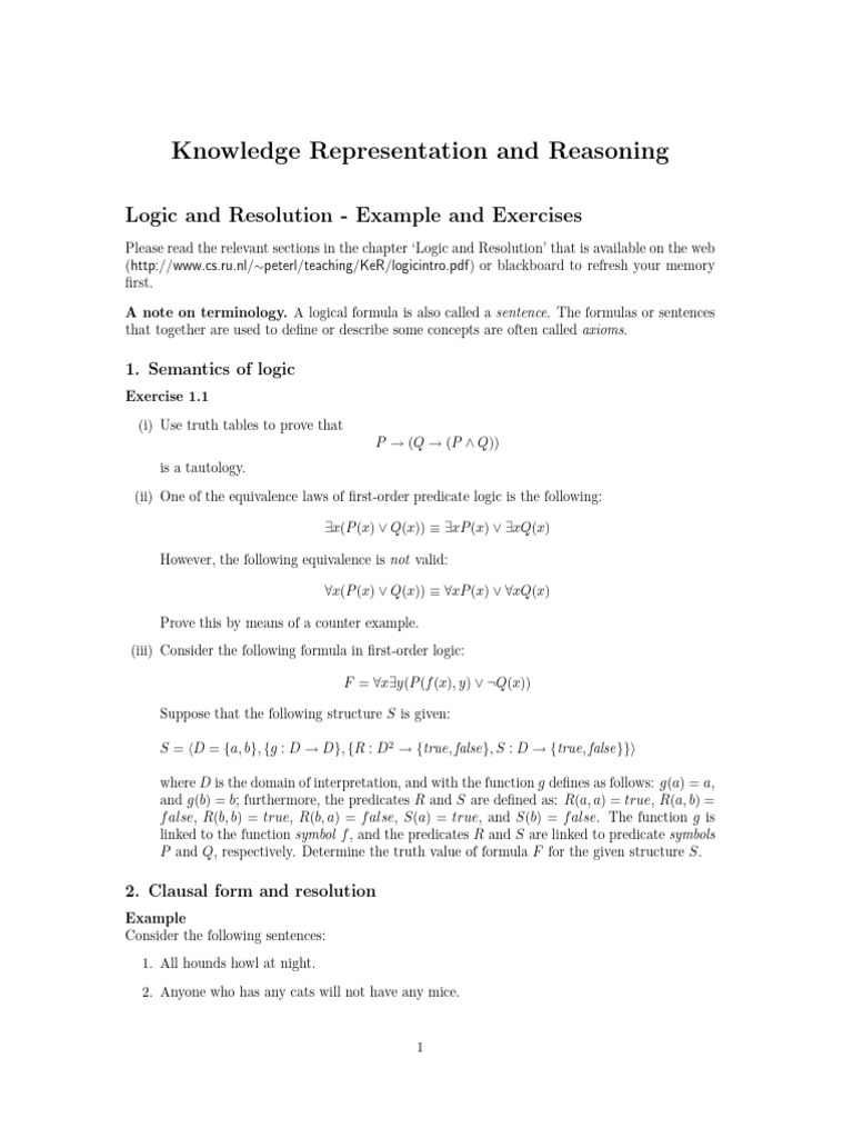 Logic Tutorial Pdf First Order Logic Logical Expressions