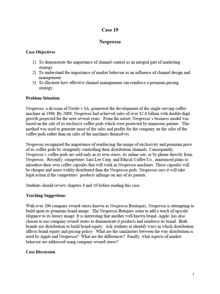 Case 19 - Nespresso | PDF | Pricing | Brand