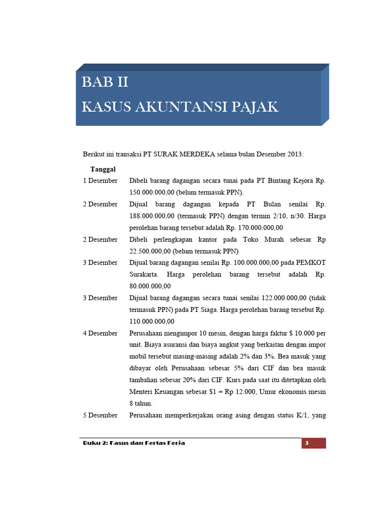 Modul Praktik Akuntansi Perpajakan - Kasus | PDF