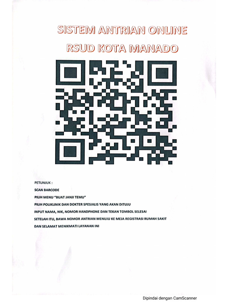 Barcode Sistem Antrian Online RSUD Kota Manado | PDF