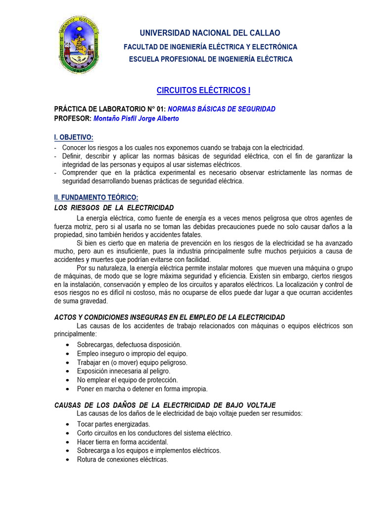 LABORATORIO #1 - Circuitos Eléctricos I-2023 | PDF | Ingenieria Eléctrica | Laboratorios