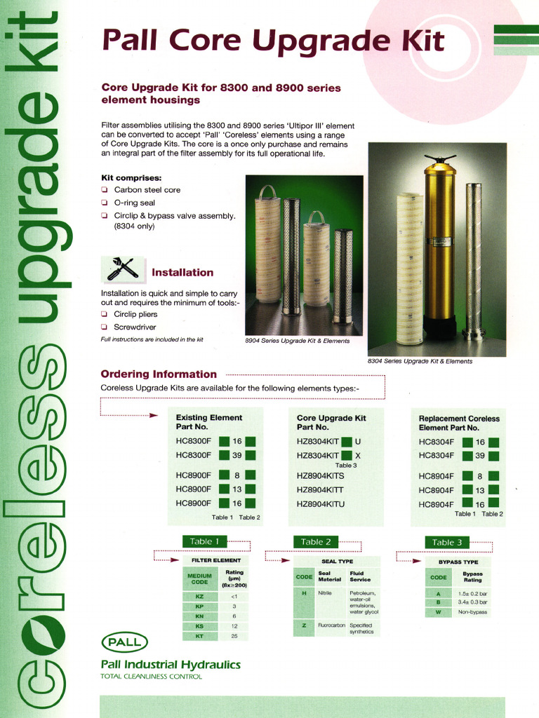 Pall 8300 Coreless Retrofit Kit | PDF