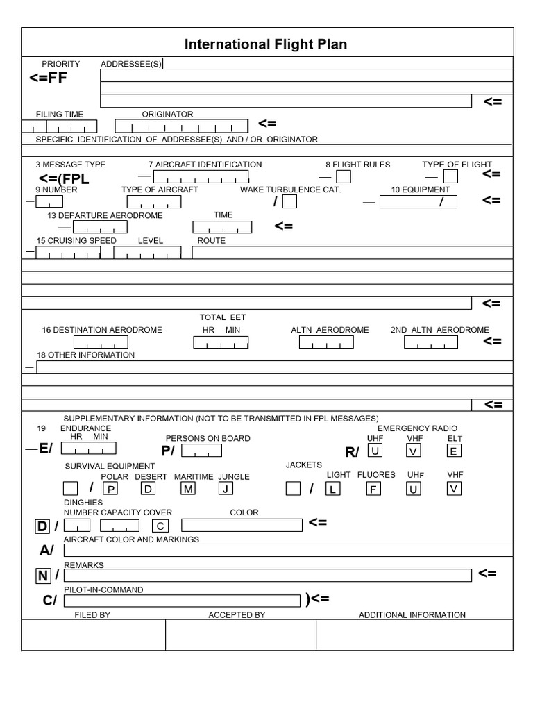 International Flight Plan Template | PDF