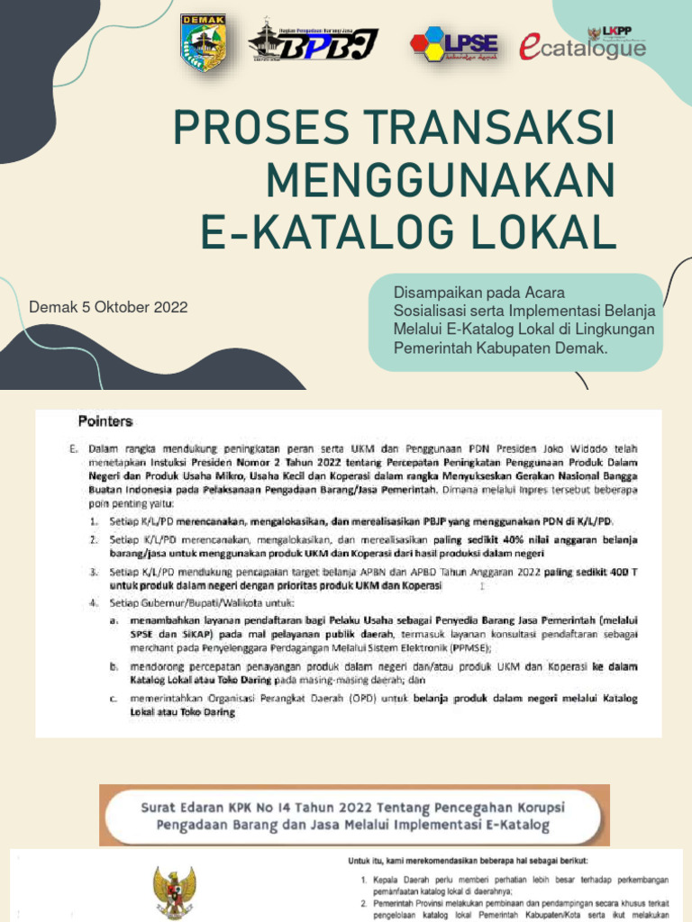 Proses Transaksi Melalui E-Katalog Lokal | PDF