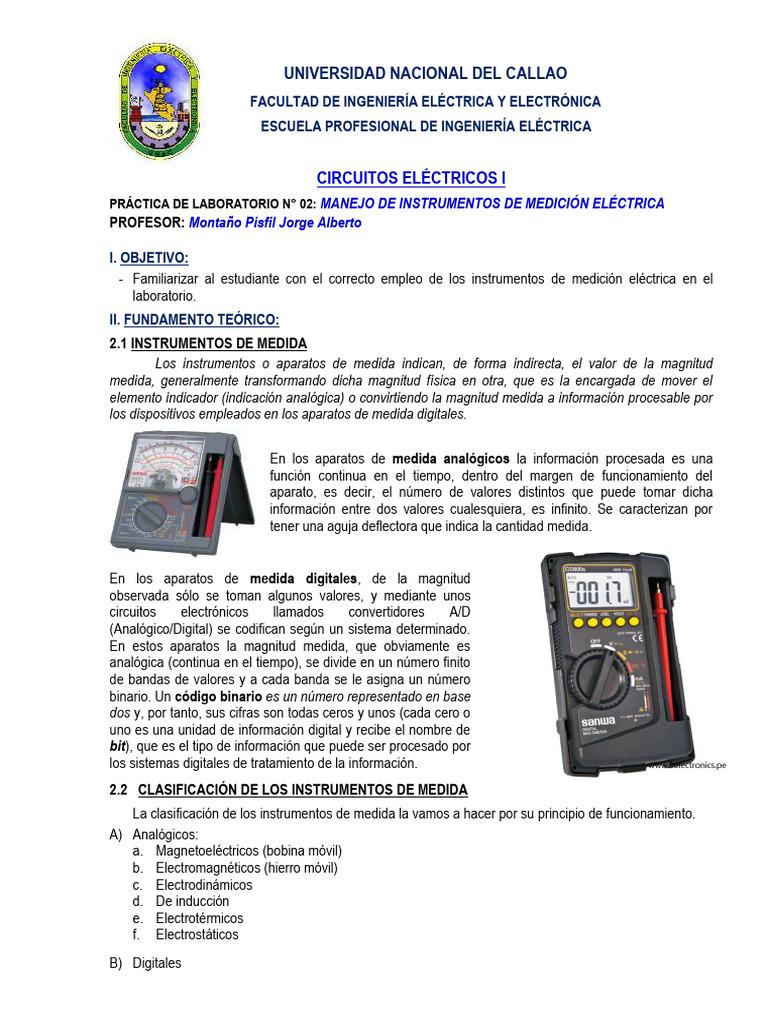 Guía de LABORATORIO #2 - Circuitos Eléctricos I-2023 | PDF | Electricidad | Electrónica