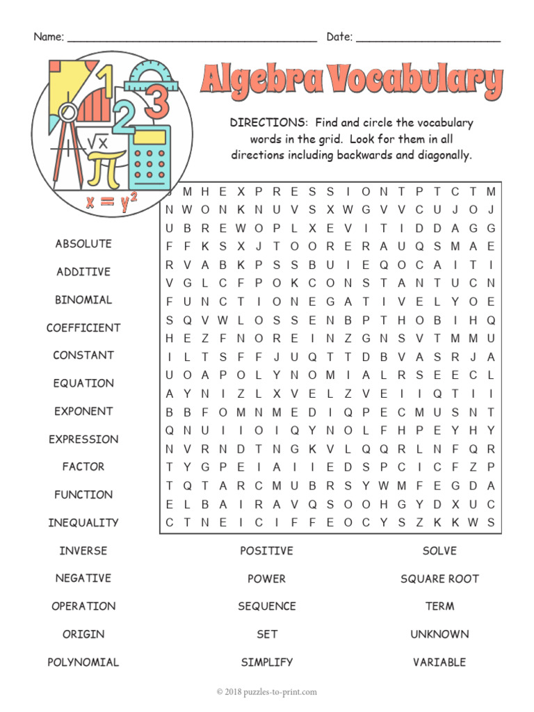 Algebra Word Search | Download Free PDF | Algebra | Mathematics