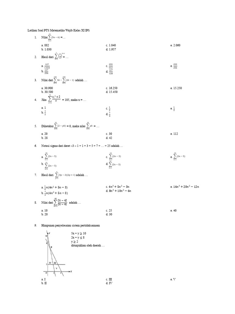 Latihan Soal PTS MATEMATIKA WAJIB XI Semester Genap | PDF