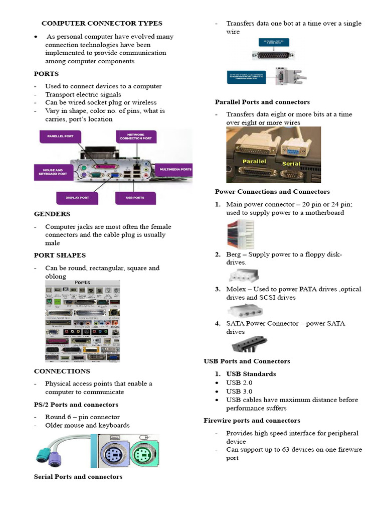 Computer Connector Types | PDF | Technology & Engineering