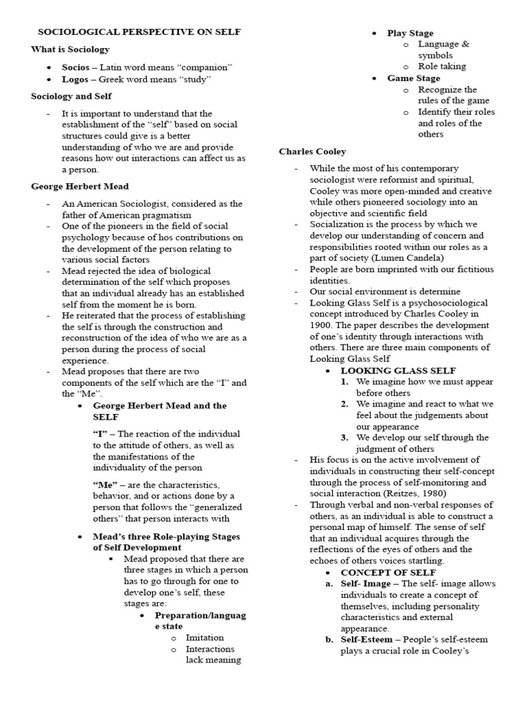 Sociological Perspective On Self | PDF | Sociology | Self Concept