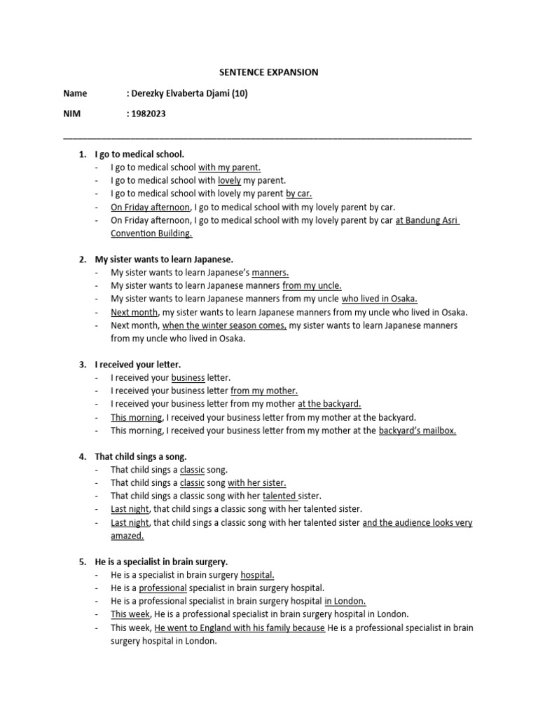 Sentence Expansion | PDF | Language Arts & Discipline