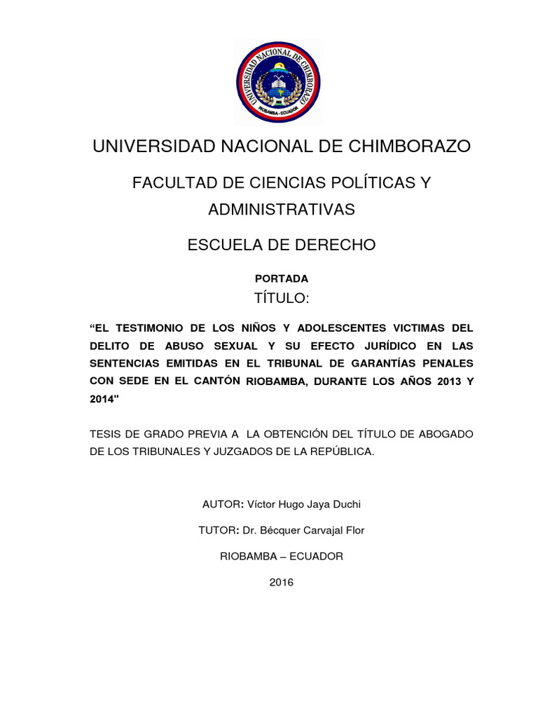 Unach FCP Der 2016 0032 | PDF | Abuso sexual | Abuso Sexual Infantil