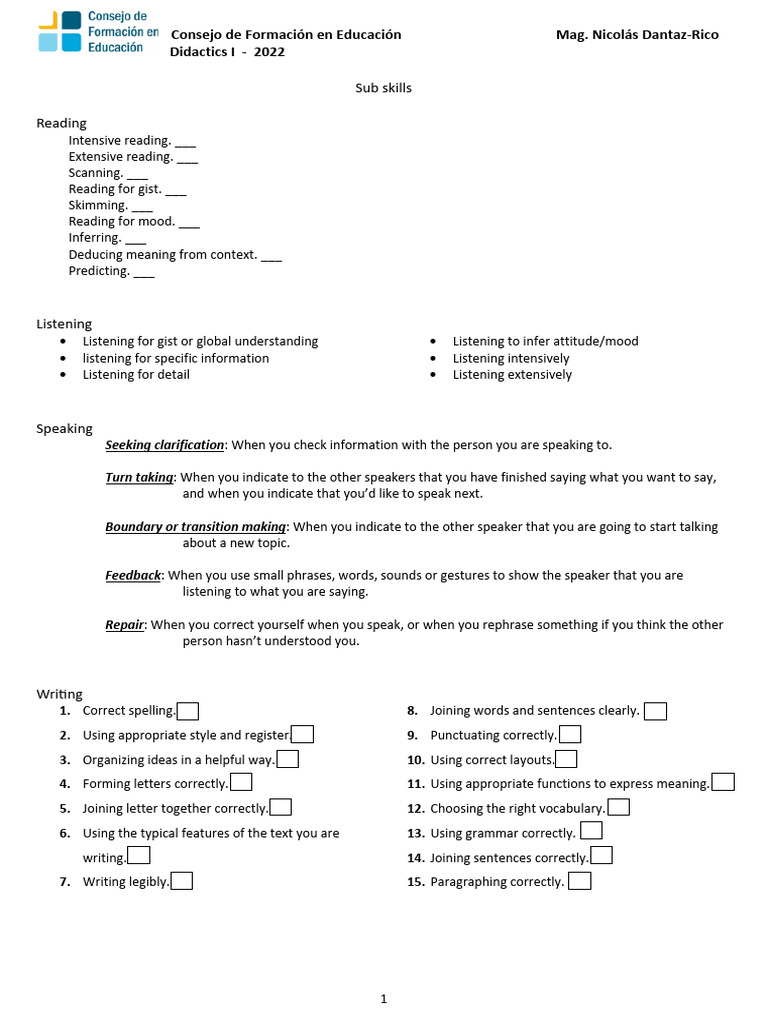 Sub Skills | PDF