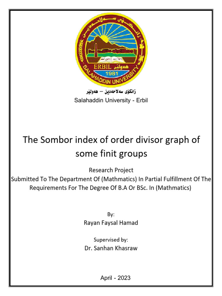 The Sombor Index of Order Divisor Graph of Some Finite Group - Rayan Faysal Hamad | PDF
