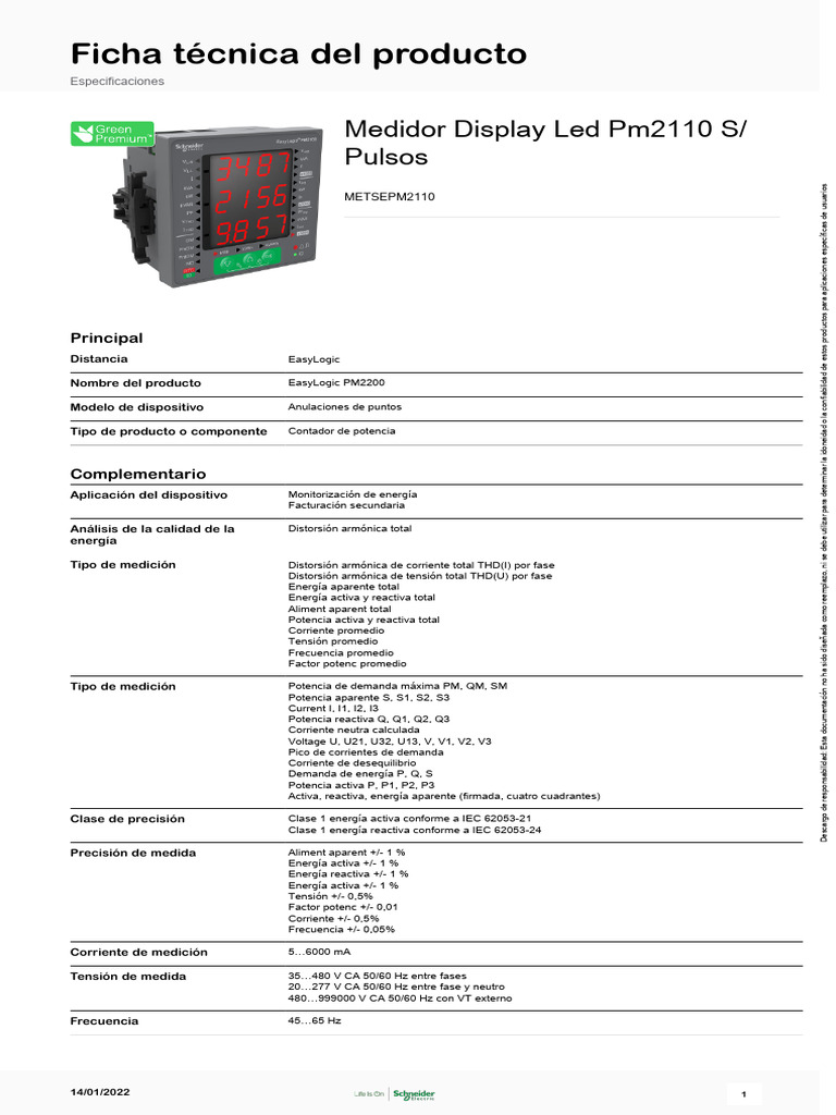EasyLogic PM2000 - METSEPM2110 | PDF | Energia electrica | Diodo emisor ...