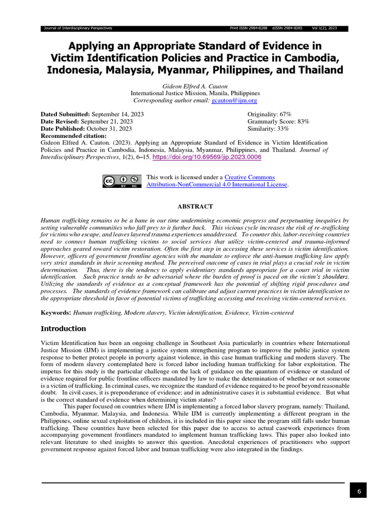 Applying An Appropriate Standard of Evidence in Victim Identification ...