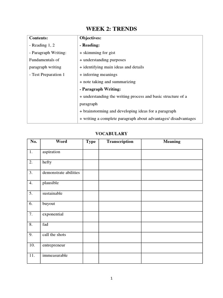 Aca 1 RW Student - S Book - Week 2 | PDF | You Tube | Entrepreneurship